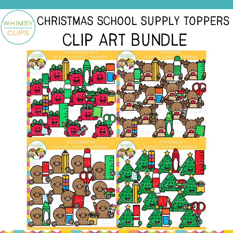 Christmas School Supply Toppers Clip Art – Whimsy Clips