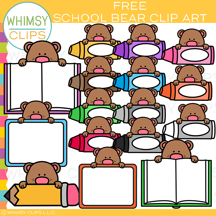 Free School Bear Clip Art – Whimsy Clips