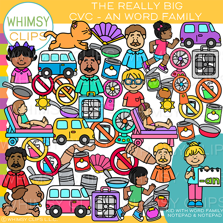 The Really Big CVC AN Word Family Clip Art, Images & Illustrations ...