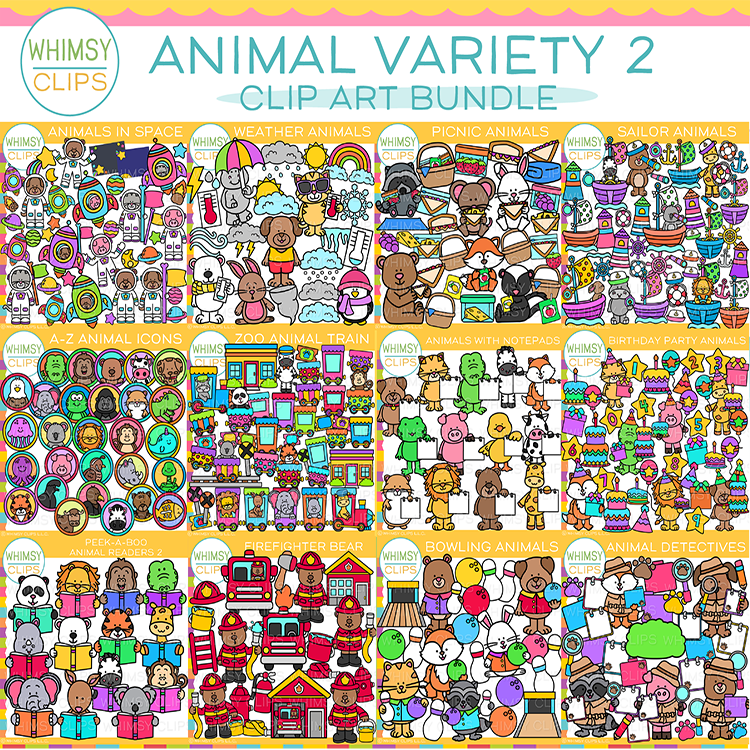 Whimsy Clips Animal Variety Two Clip Art Bundle