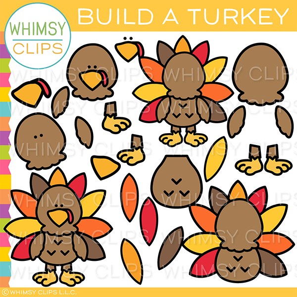 Build a Thanksgiving Turkey Clip Art, Images & Illustrations | Whimsy Clips