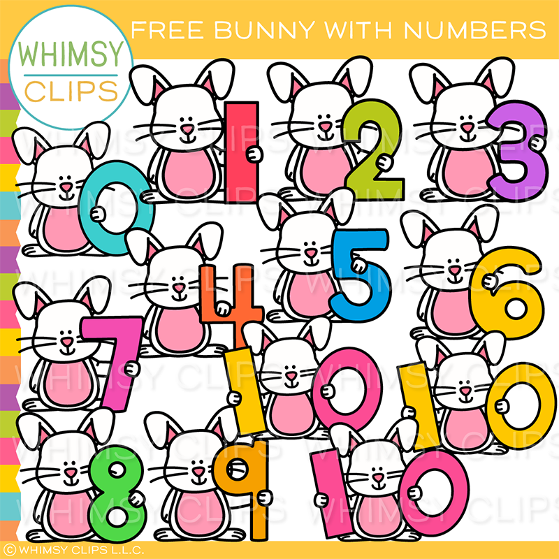Free Bunny Holding Numbers 0-10 Clip Art – Whimsy Clips