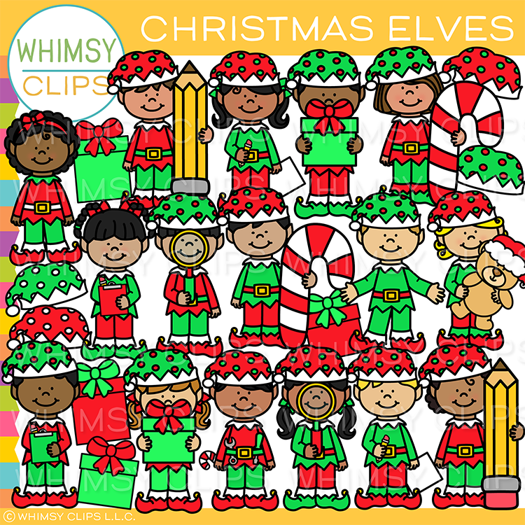 Christmas Elves Clip Art, Images & Illustrations | Whimsy Clips