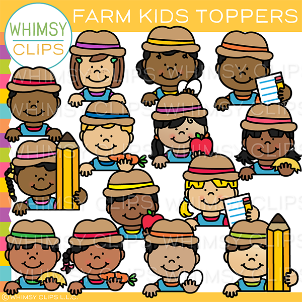 Farm Kids Toppers Clip Art, Images & Illustrations | Whimsy Clips