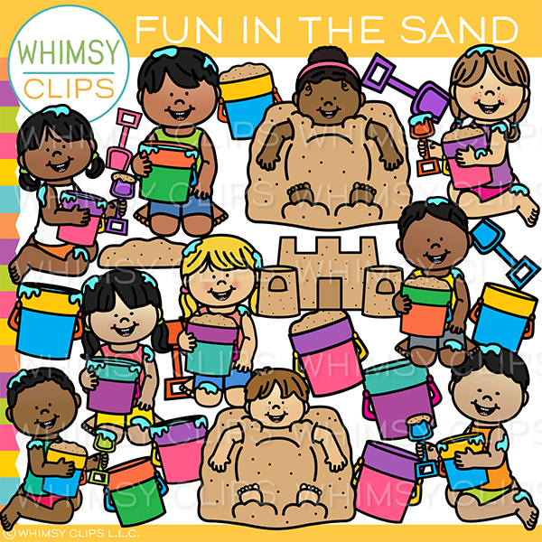 Beach Clipart For Kids Kids At Beach Illustration In Illustrator, EPS,