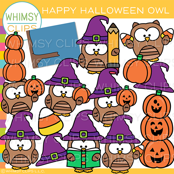 Happy Halloween Owl Witch Clip Art – Whimsy Clips