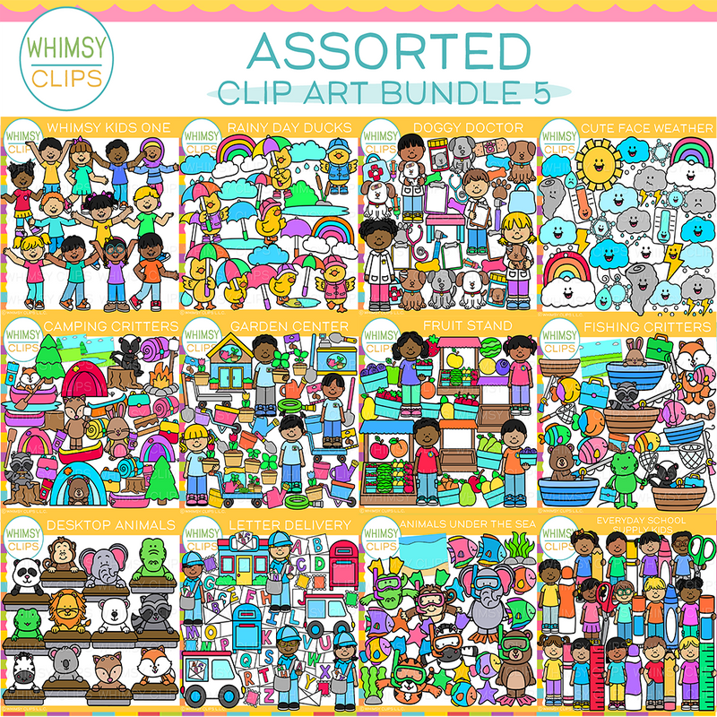 Assorted Kids and Animals Clip Art Bundle Five, Images & Illustrations ...