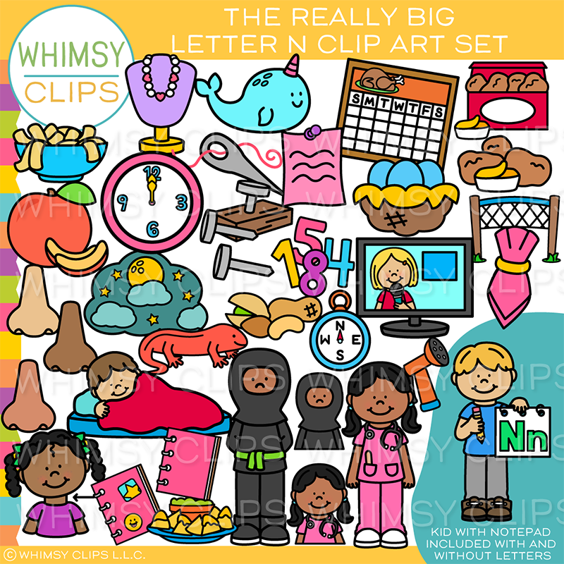 The Really Big Alphabet Letter N Clip Art Set, Images & Illustrations ...
