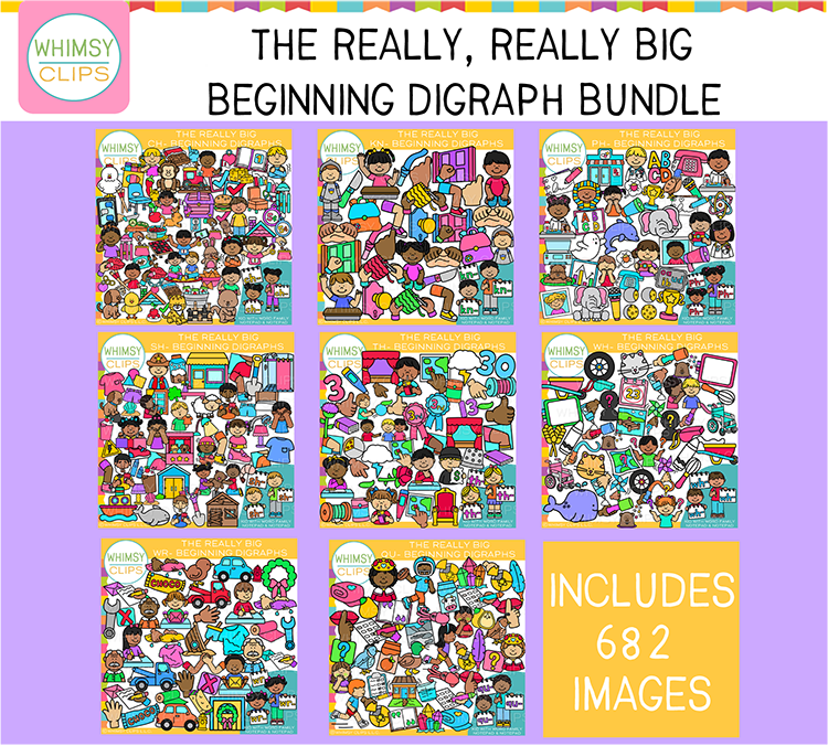 The Really Big Beginning Digraphs Clip Art Bundle – Whimsy Clips