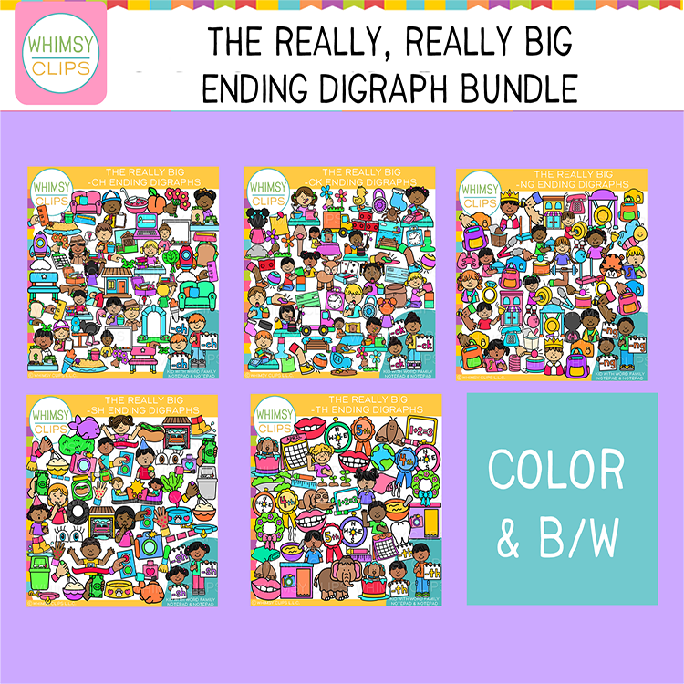 The Really, Really Big ENDING Digraphs Clip Art Bundle – Whimsy Clips