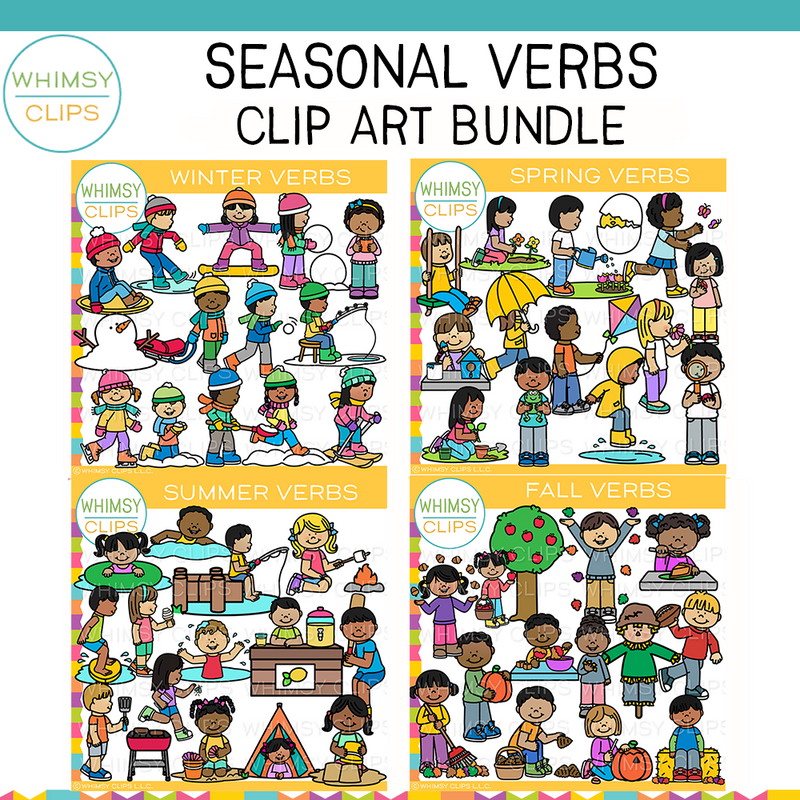 Seasonal Verbs Clip Art Bundle – Whimsy Clips