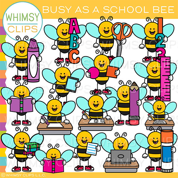 Smart School Bee Clip Art – Whimsy Clips