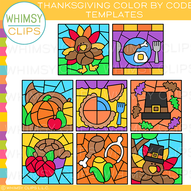 Holidays Color By Code Templates Clip Art Bundle – Whimsy Clips