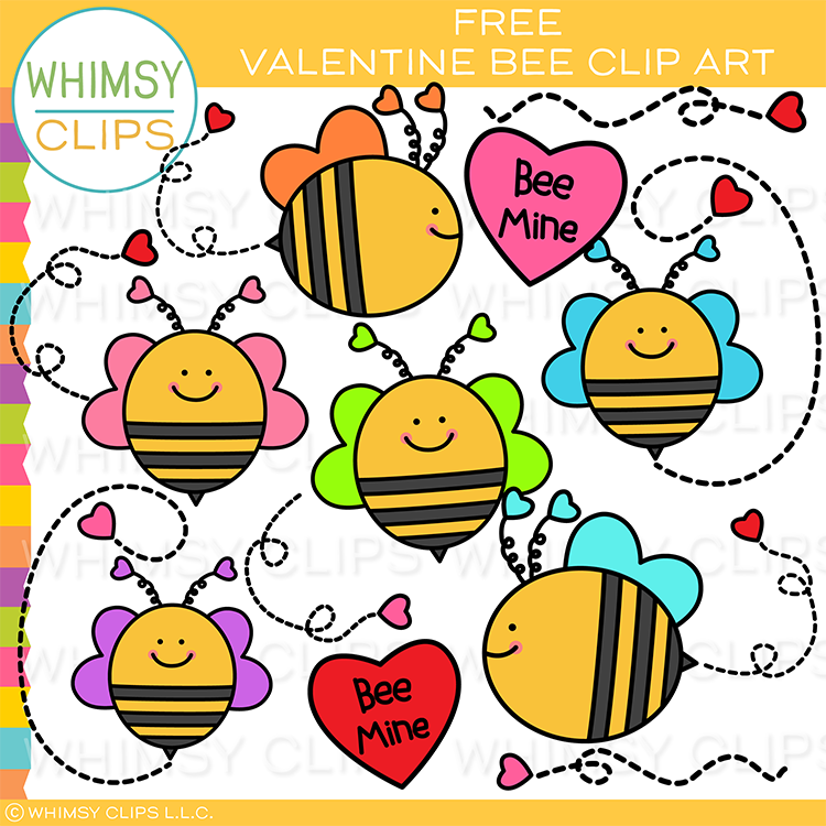 Free Valentine's Day Bee Clip Art, Images & Illustrations | Whimsy Clips
