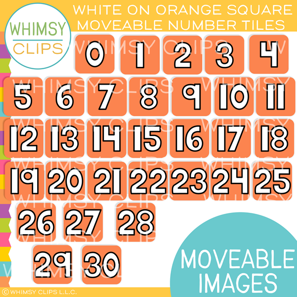 Simple Number Tiles Clip Art - BOTTOMLESS Bundle - Moveable Images ...