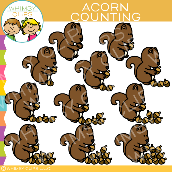 Squirrel and Acorn Counting Clip Art – Whimsy Clips