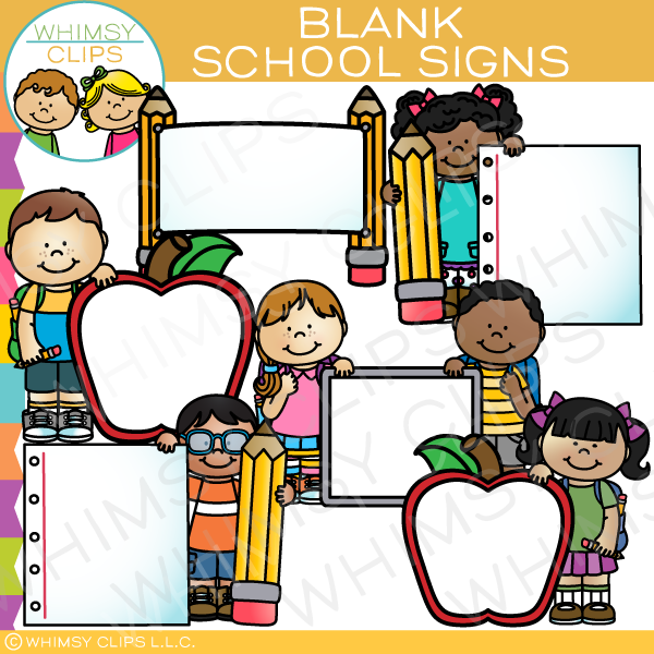 Blank School Signs Clip Art, Images & Illustrations | Whimsy Clips