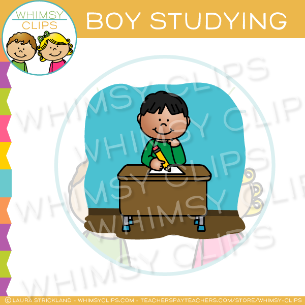 Boy Studying Clipart
