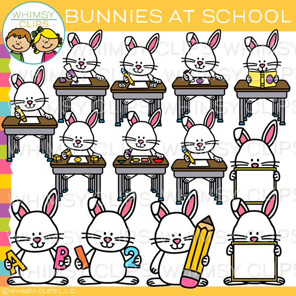 Bunnies at School Clip Art – Whimsy Clips