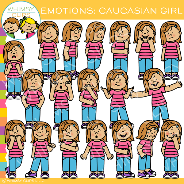Emotions Clip Art: Caucasian Girl – Whimsy Clips