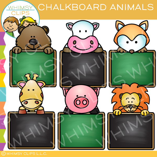 Adorable Chalkboard Animals Clip Art – Whimsy Clips