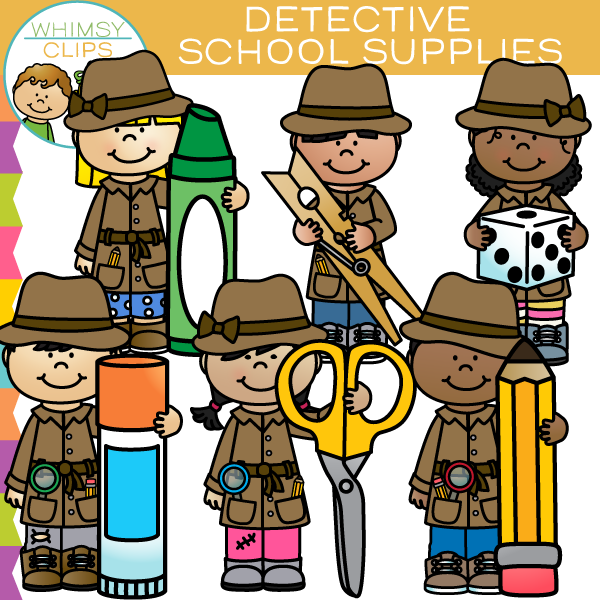 Detective Kids School Supplies Clip Art – Whimsy Clips