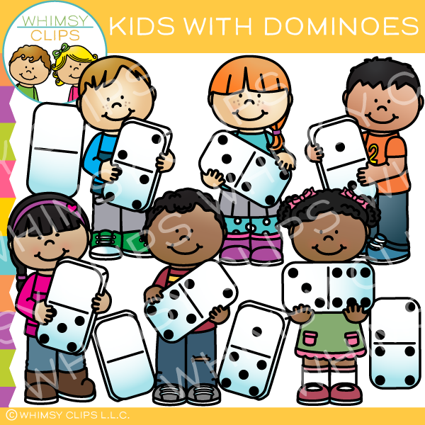Kids with Dominoes Clip Art – Whimsy Clips