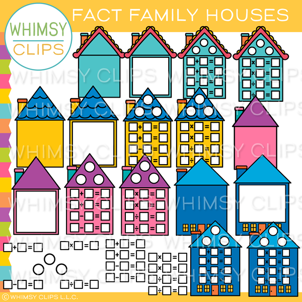 Fact Family Houses Clip Art, Images & Illustrations | Whimsy Clips