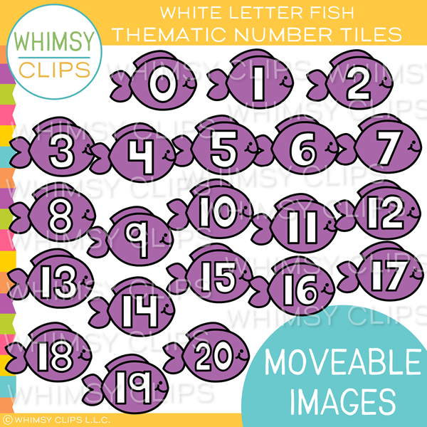 Thematic White Number Fish Tiles Clip Art - MOVEABLE Clip Art – Whimsy ...