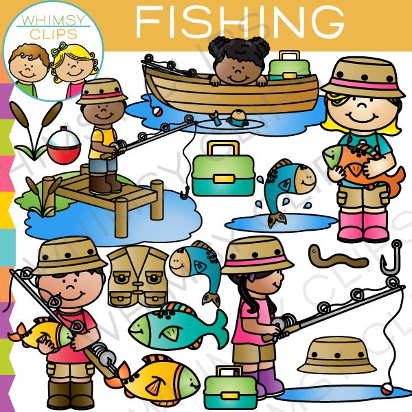Family Fishing Clipart Fisherman Cute Kids Fishing Clipart Graphic By