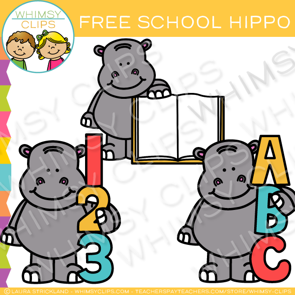 Free Back-to-School Hippo Clip Art – Whimsy Clips