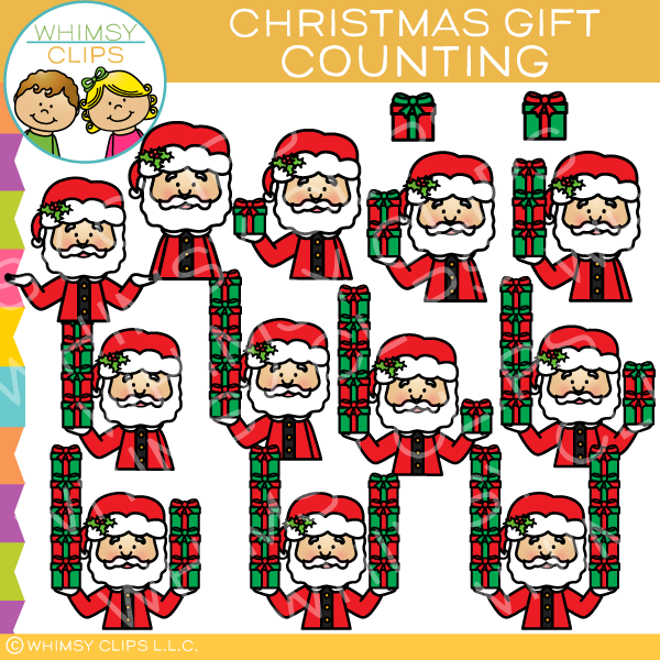 Counting Christmas Gifts with Santa Clip Art – Whimsy Clips