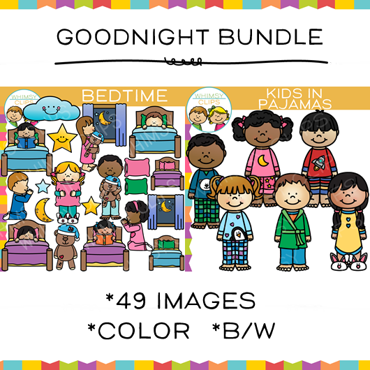 Goodnight Clip Art Bundle, Images & Illustrations | Whimsy Clips