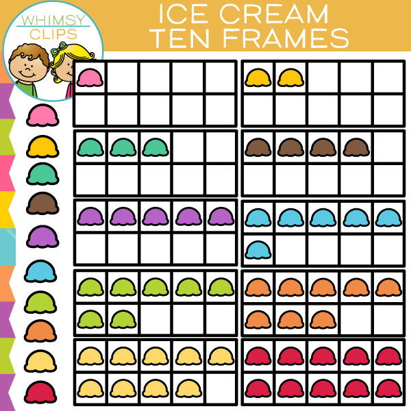 Ice Cream Ten Frame Clip Art – Whimsy Clips