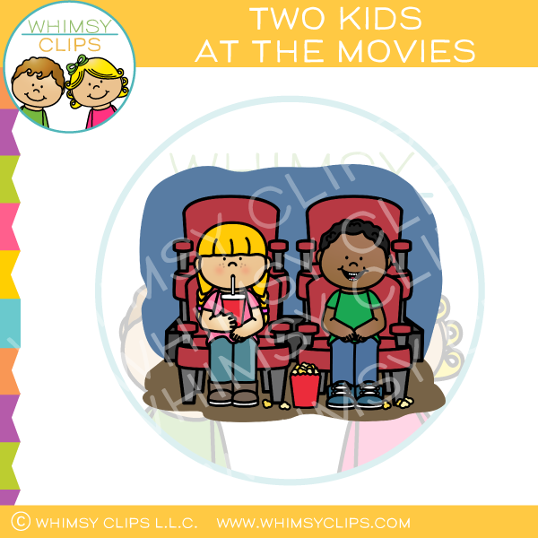 Two Kids At The Movies Clip Art – Whimsy Clips