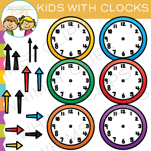 Kids with Clocks Clip Art – Whimsy Clips