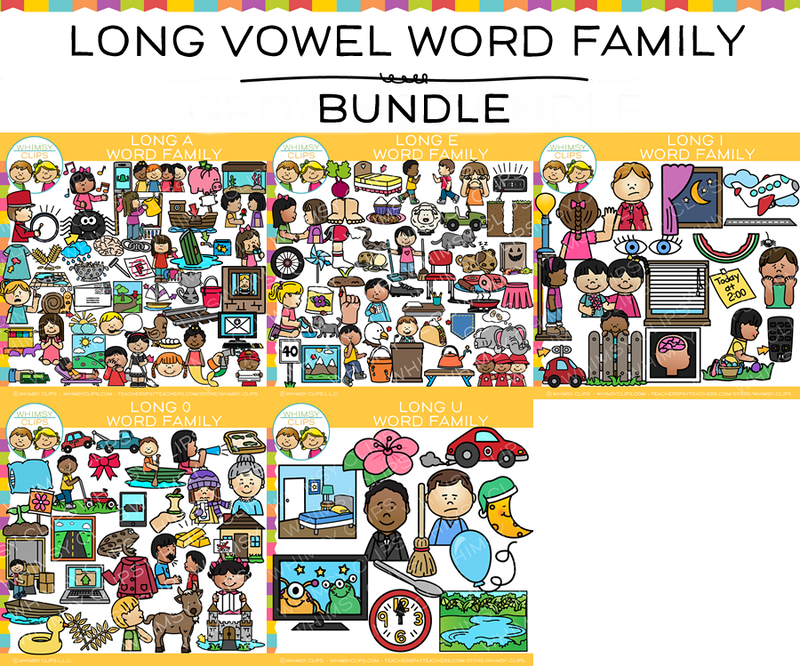 Long Vowel Word Family Clip Art Bundle – Whimsy Clips