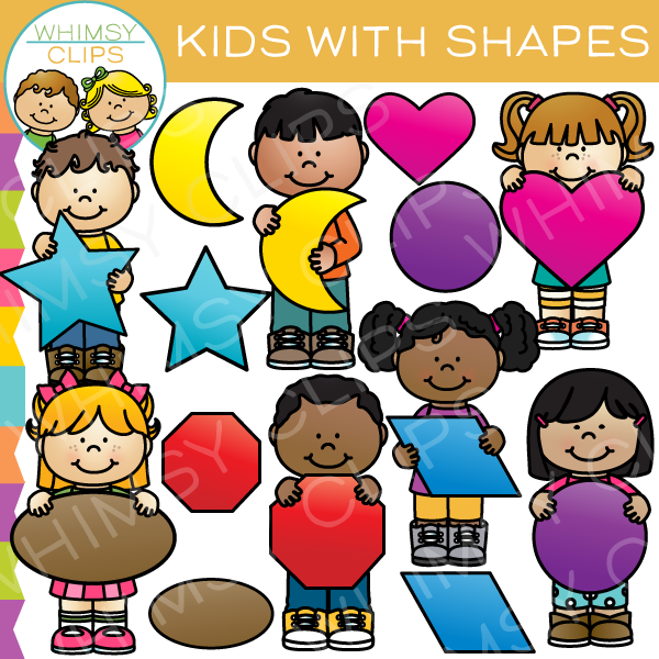 Kids with 2D Shapes Clip Art – Whimsy Clips