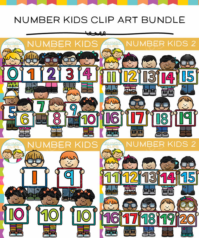 Number Kids Clip Art Bundle – Whimsy Clips