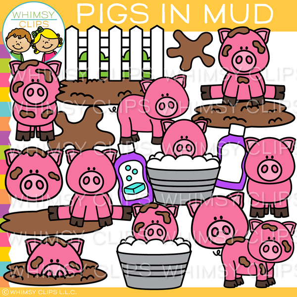 Pig In Mud Clipart
