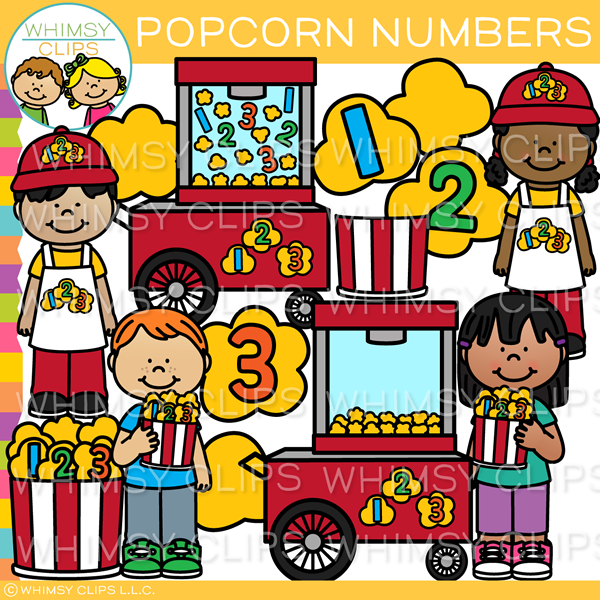 Popcorn Numbers Clip Art, Images & Illustrations | Whimsy Clips