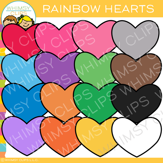 Rainbow Valentine Hearts Clip Art – Whimsy Clips