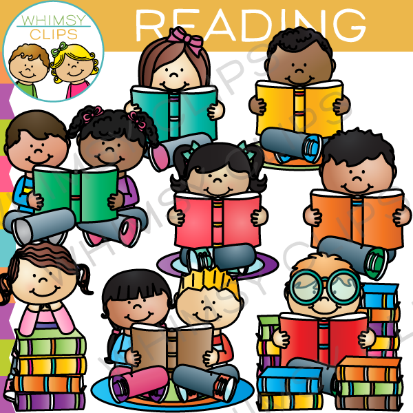 Kid Reading Clipart Black And White