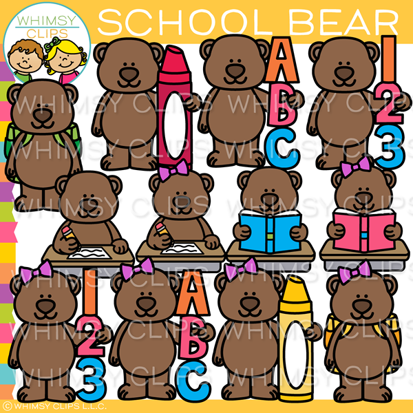 Cute School Bear Clipart