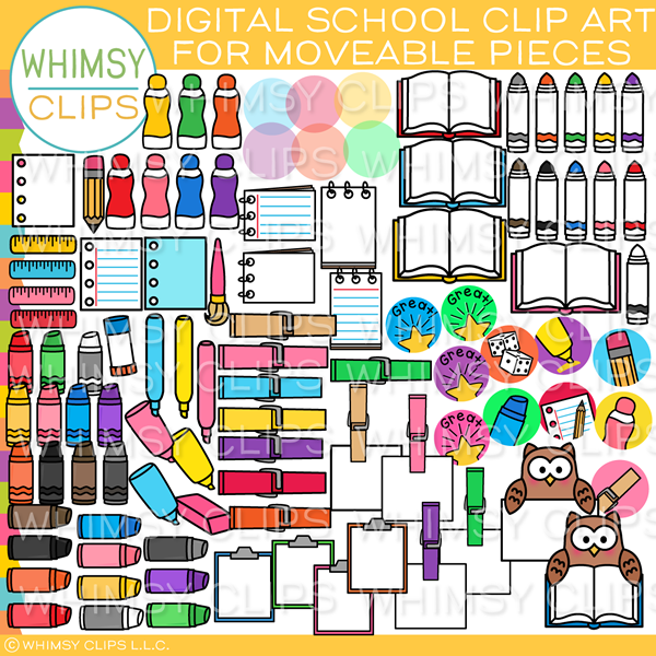 Moveable School Clip Art for Paperless Resources – Whimsy Clips