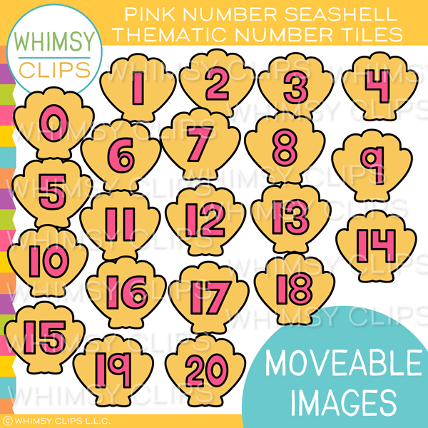 Thematic Pink Number Shell Tiles Clip Art - MOVEABLE Clip Art – Whimsy ...