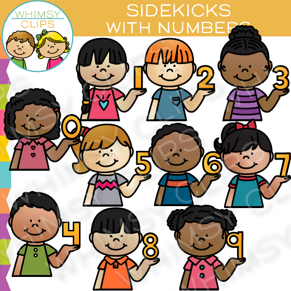 Sidekicks with Numbers Clip Art, Images & Illustrations | Whimsy Clips