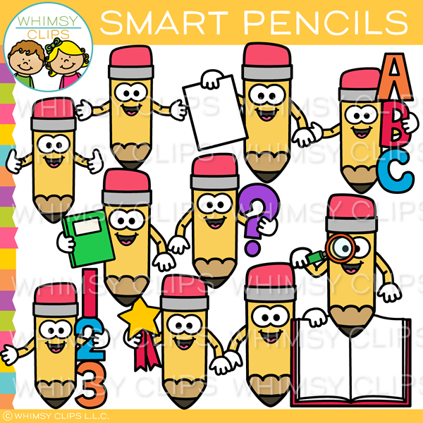Smart School Pencils Clip Art – Whimsy Clips