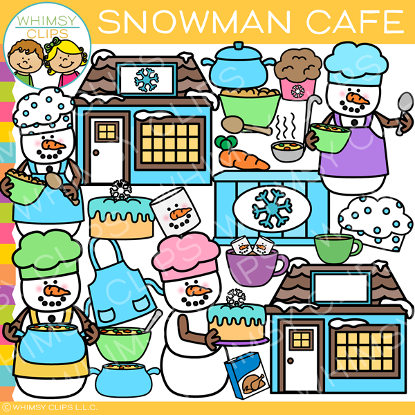 Snowman Cafe Clip Art, Images & Illustrations | Whimsy Clips