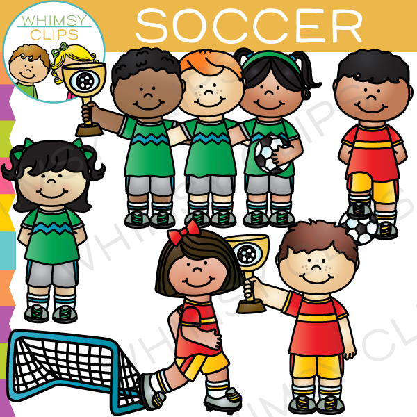 Kids Playing Soccer Clip Art